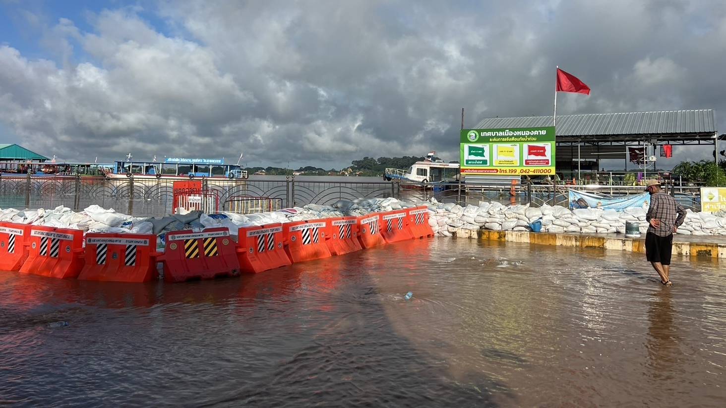 Red alert issued in Nong Khai as Mekong River breaches embankment