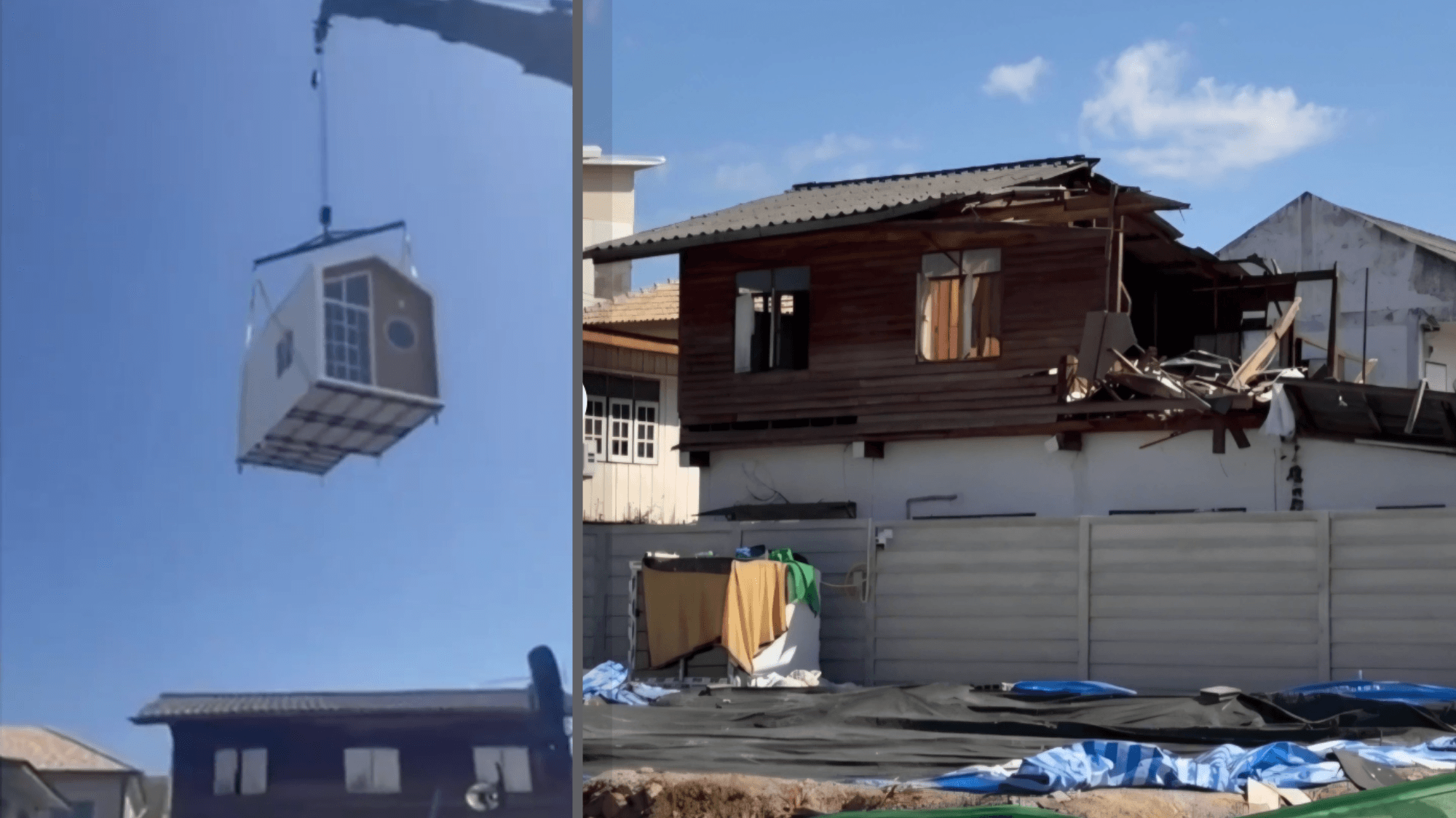 Man cheats death as ‘knockdown’ house crashes into home in Khon Kaen