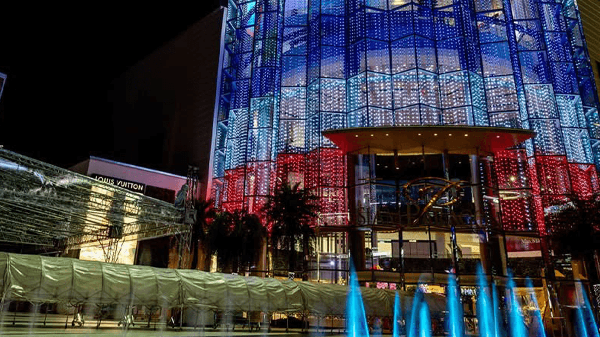 Bangkok buildings light up in colours of Thai national flags
