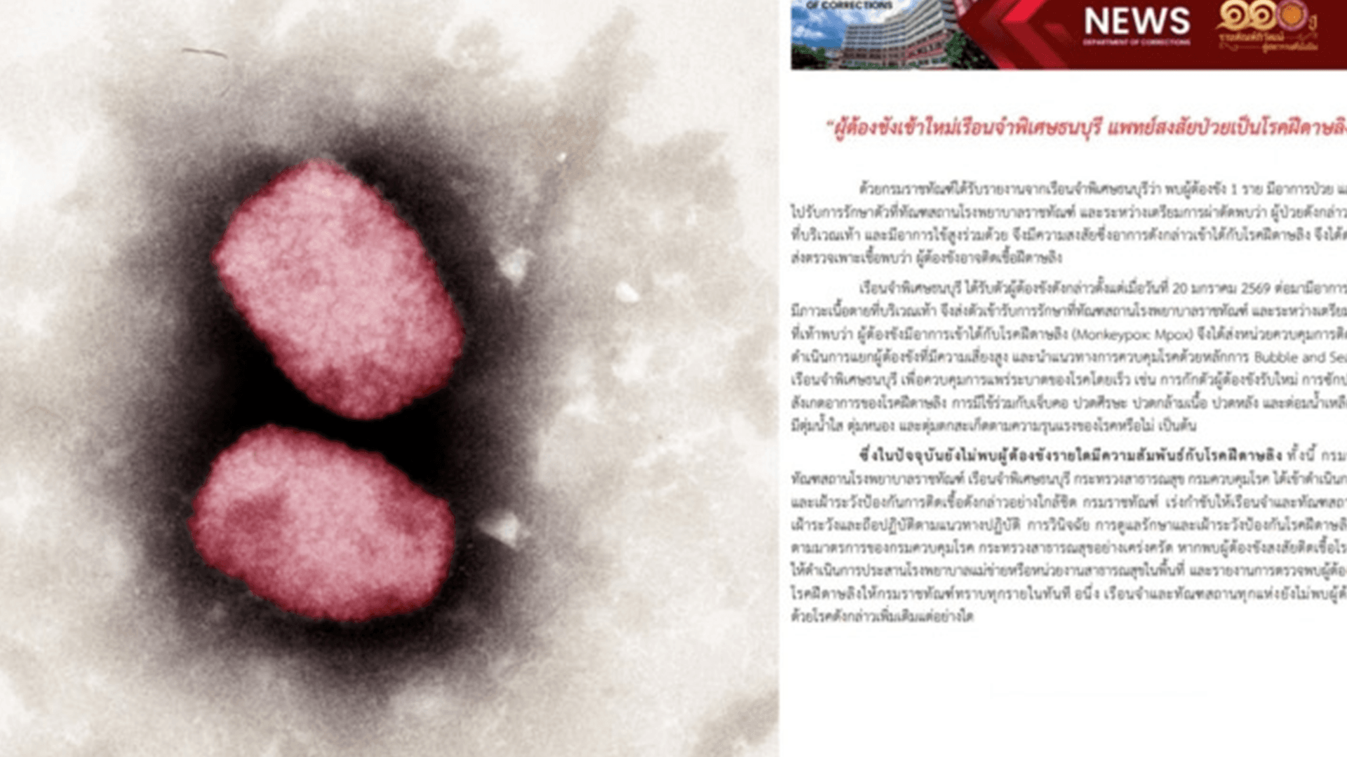 Suspected case of monkeypox found in Thon Buri prison